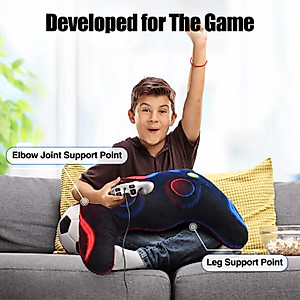 Meeting Story Game Controller Shaped Plush Throw Pillow Cushion for Boys and Girls Gamer Room Decoration for Sofa Couch/Computer Chair/Bed Gifts for Teen Boys Gaming Toy Pillow (Red Blue, Mini)