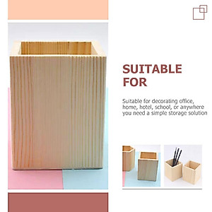 Garneck 2Pcs Wooden Pen Holder Stylish Desk Pencil Holder Diy Stationery Organizer Sturdy Holder For Cosmetics, Toothbrushes, Kitchen Utensils And Succulents