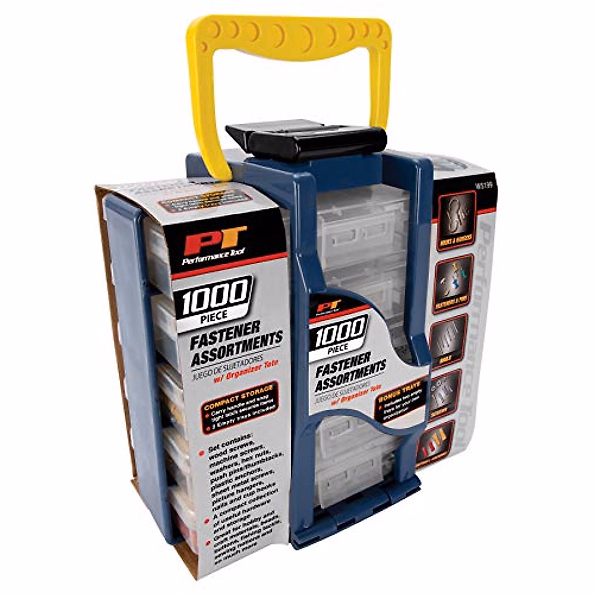 Performance Tool W5199 Organizer Tote with 1,000pc Home Fastener Assortments
