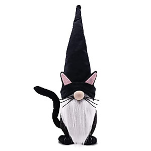 Upltowtme Black Cat Gnome Swedish Tomte Cat Gnome Decorations Collectible Figurines Gnome Plush Spring Summer Farmhouse Home Gift Decor