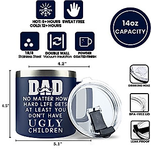 TEEZWONDER Gifts for Dad from Daughter Son, Laser Engraved Birthday Christmas Gifts for Dad, Best Papa, Grandpa for Fathers Day, Funny Insulated Coffee Mug 14oz