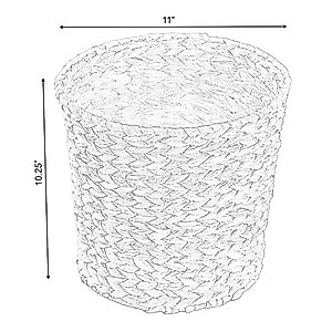 Natural Water Hyacinth Round Laundry Hamper with Removable Linen Liner and Lid (Small)