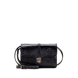 Patricia Nash Leather Crossbody Bag - Bianco Crossbody Organizer, 100% Full Grain Leather Crossbody Purse for Women, Handcrafted Leather Purse, Small Crossbody Clutch With Wristlet Strap (Black)