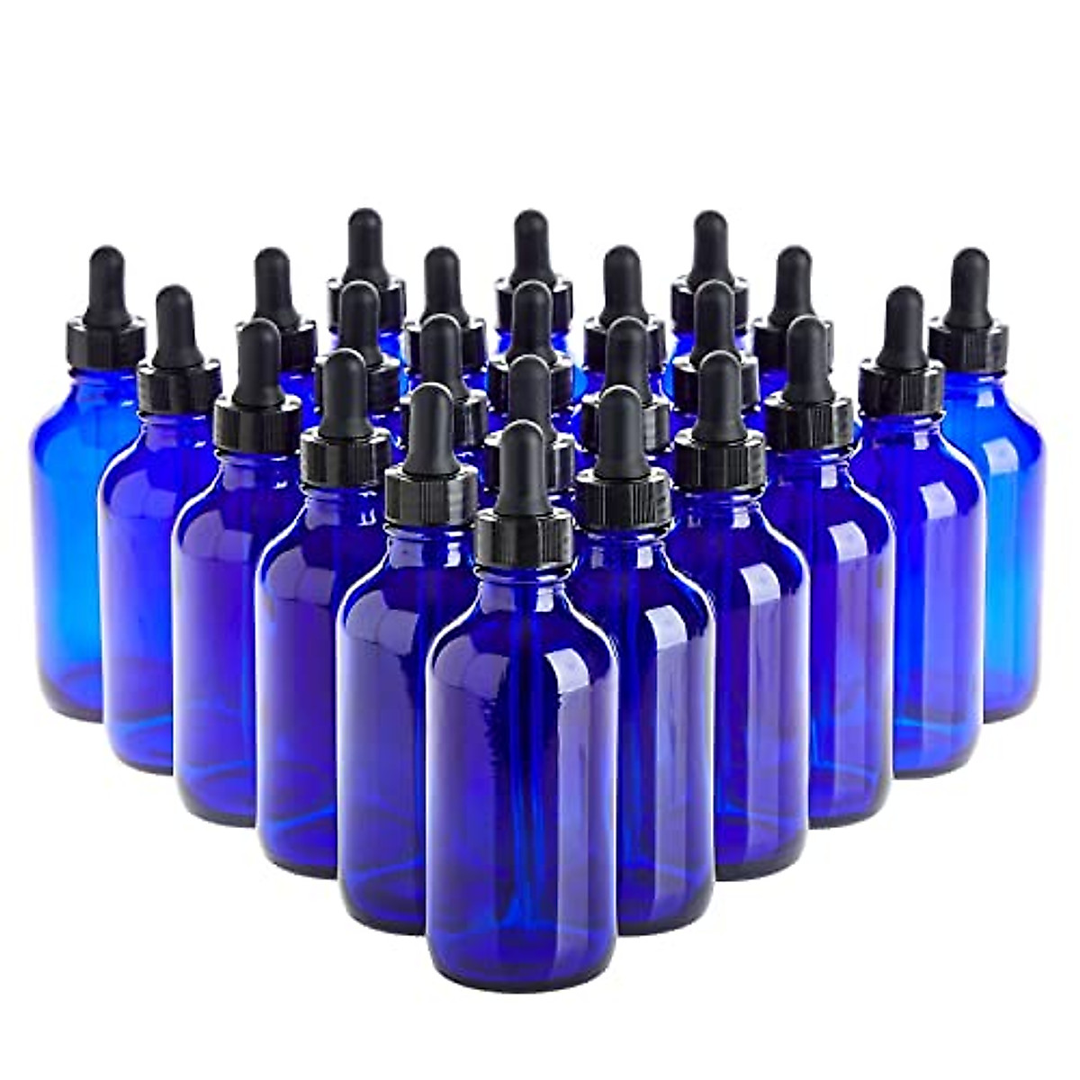 Juvale 30pcs Set, 24 Count 4oz 120ml Blue Glass Dropper Bottles and 6 Funnels for Essential Oils and Perfumes