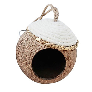 POPETPOP 1pc Coconut Bird Breeding Nest Small Pet Nest Bird House Mushroom Fish Tank Decor Parrot?House?? Small Pet Living House Coconut Shell Birds Nest Outdoor The Bird's Nest Cage Rope