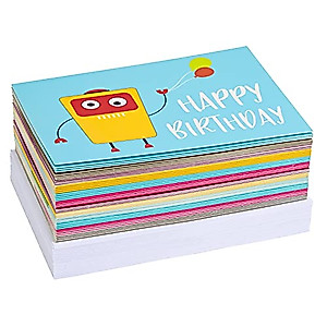 Best Paper Greetings 48 Pack Assorted Happy Birthday Cards for Kids with Unicorn, Flamingo, Monster, and Fox Designs (4x6 In)