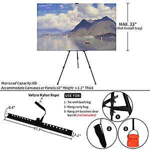 NIECHO 66 Inches Easel Stand with Tray, Aluminum Metal Art Easel Artist Tripod Adjustable Height from 17" to 66" with Carry Bag for Table-Top/Floor Painting and Displaying