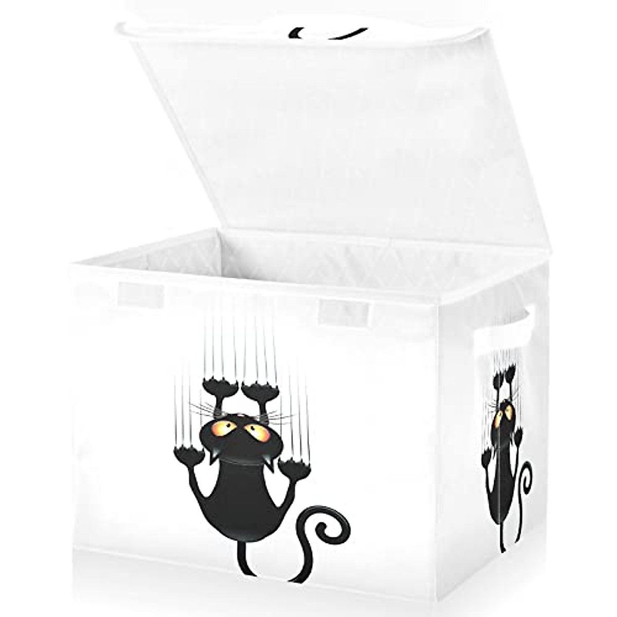 Blueangle Collapsible Storage Boxes 1 Pack, Cat Paw Print Storage Baskets with Lids and Handle for Home Bedroom Closet Office（905）
