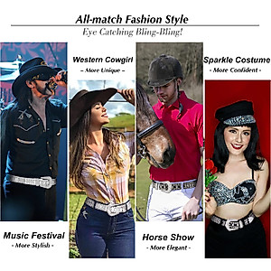 SUOSDEY Rhinestone Belt for Men Women Western Cowboy Cowgirl Bling Studded Leather Belt for Jeans Pants,Black,M