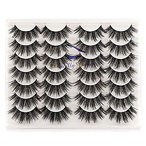 Newcally Lashes False Eyelashes Dramatic 20MM Faux Mink Lashes Pack 14 Pairs Wispy Long Thick Fluffy Strip Eye Lashes Multipack