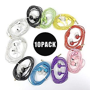 ZXFYE Earbud Headphones Bulk Wired Earphones Mixed Colors 10 Packs for iPhone Smartphone Computer Laptop MP3 School Classroom