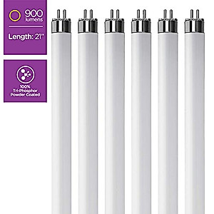 F13T5CW – T5 21 Inch Under Counter Fluorescent Bulbs Cool White 4100K 13-Watt F13T5/CW 21” CW Long Life Replacement Tubes for Under Cabinet Lights – Pack of 6 Bulbs