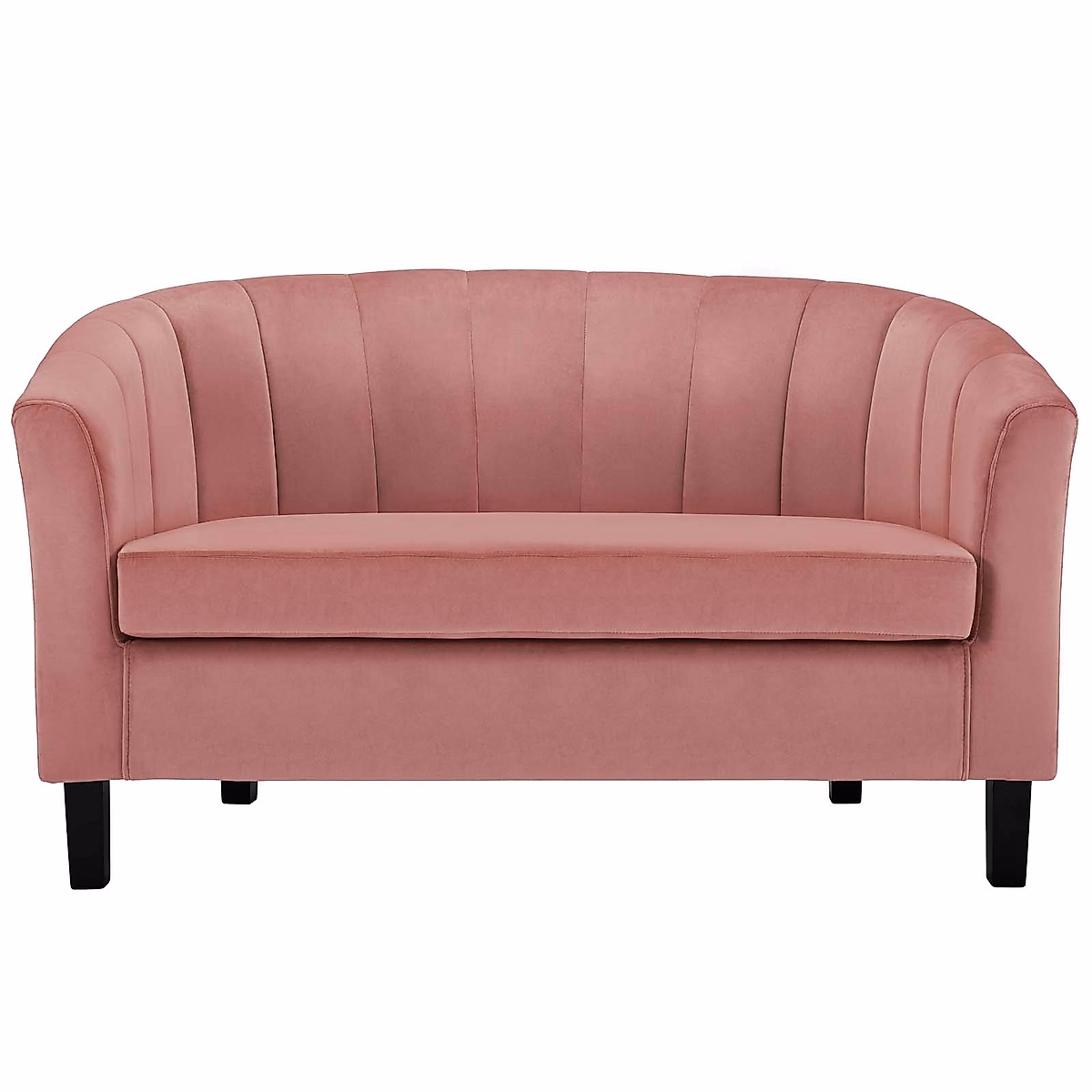 Modway Prospect Channel Tufted Upholstered Velvet Loveseat, Dusty Rose