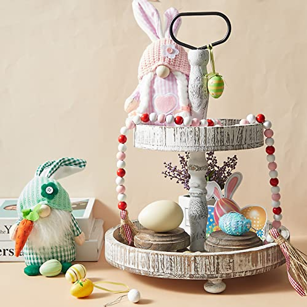 Yalikop 2 Pieces Wood Risers for Decor Farmhouse Wood Riser Rustic Pedestal Wood Pedestal Mini Riser Stand for Tiered Serving Stands Farmhouse Cake Food Plant Display Decor