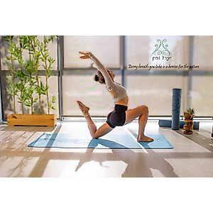 Pan Yoga Non Slip Yoga Mat with Carrying Strap – 100% Eco-friendly Pro Yoga Mat- Natural Rubber and PU - Organic Yoga Mat for Women, Large Yoga Mat for Men, (74" x 28" x 4mm Thick) (Sky Turquoise)