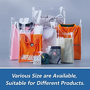WEPOLY - 14" x 20" (100 Count) Large Cellophane Bags - Self Sealing Cello Plastic Poly Bags- for Clothing, T-Shirts, Pants