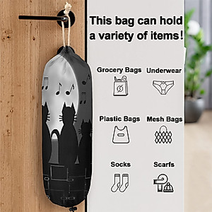 Animal Cat Plastic Bag Holder, Music Note Grocery Bag Storage Holder Hanging Garbage Shopping Bag Trash Bags Organizer for Kitchen Home