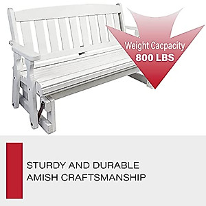 CAF Amish Heavy Duty 800 Lb Mission Pressure Treated Porch Glider (5 Foot, Semi-Solid White Stain)