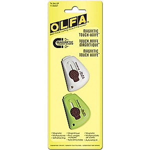 OLFA Magnetic Touch Knives (TK-3M/2P) - Multi-Purpose Disposable Mini Pocket Sized Utility Knife Box Cutter w/ Retractable Stainless Steel Blade & Keychain Hole (2 Pack)