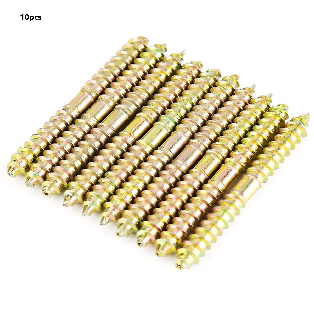 Double Ended Screws, 10Pcs Woodworking Dowel Screws 6 x 60mm, Zinc Plating Dowel Screws for Connecting Wood