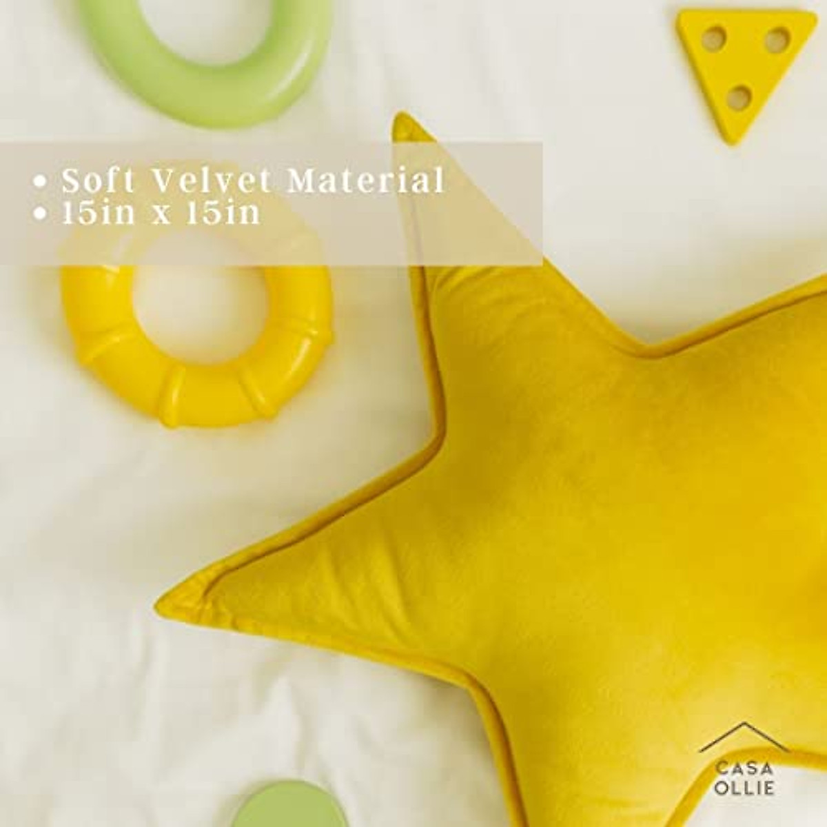 Velvet Pillows - Star Pillow Decorative for Bed - Pillow Bed for Kids - Cute Pillows for Bedroom - Fun Throw Pillows - Star Plush (Medium 15" x 15", Mustard Star) (Mustard Star)