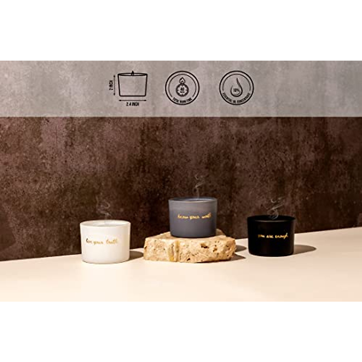 Wood Wick Scented Candle Set with Natural Aromatherapy Oils. Motivational and Inspirational Gift for Women, Birthday, Anniversary, Housewarming, Home Décor