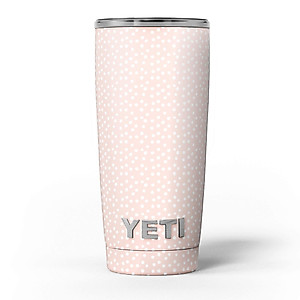 Design Skinz The Coral and White Micro Polka Dots - Skin Decal Vinyl Wrap Kit Compatible with The Yeti Rambler Cooler Tumbler Cups