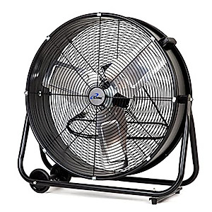 iLIVING 24" High Velocity Drum Fan Industrial, Commercial, Residential Air Circulator for Garage, Shop, Patio, Barn, Greenhouse, Speed Control 7700CFM, UL Listed,Black