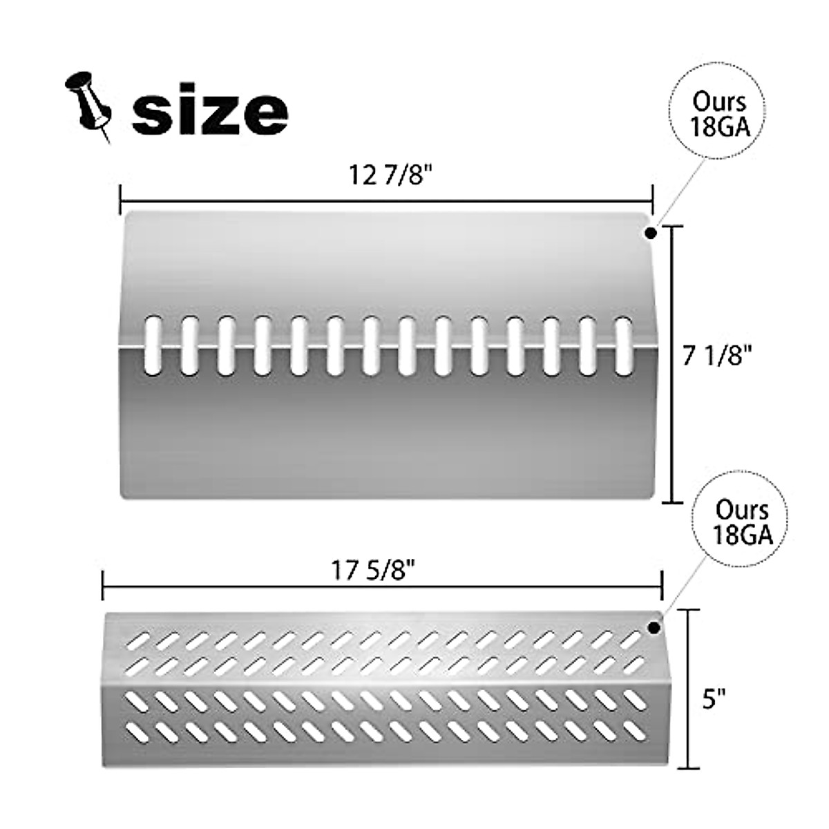 Clivimi Grill Heat Plates Flame Tamer BBQ Gas Grill Replacement Parts for Bull 16521 16631, 16670 16520, Cal Flame bbq04103000, G Series G5, Brahma 57569, Stainless Steel Tent Shield Burner Cover