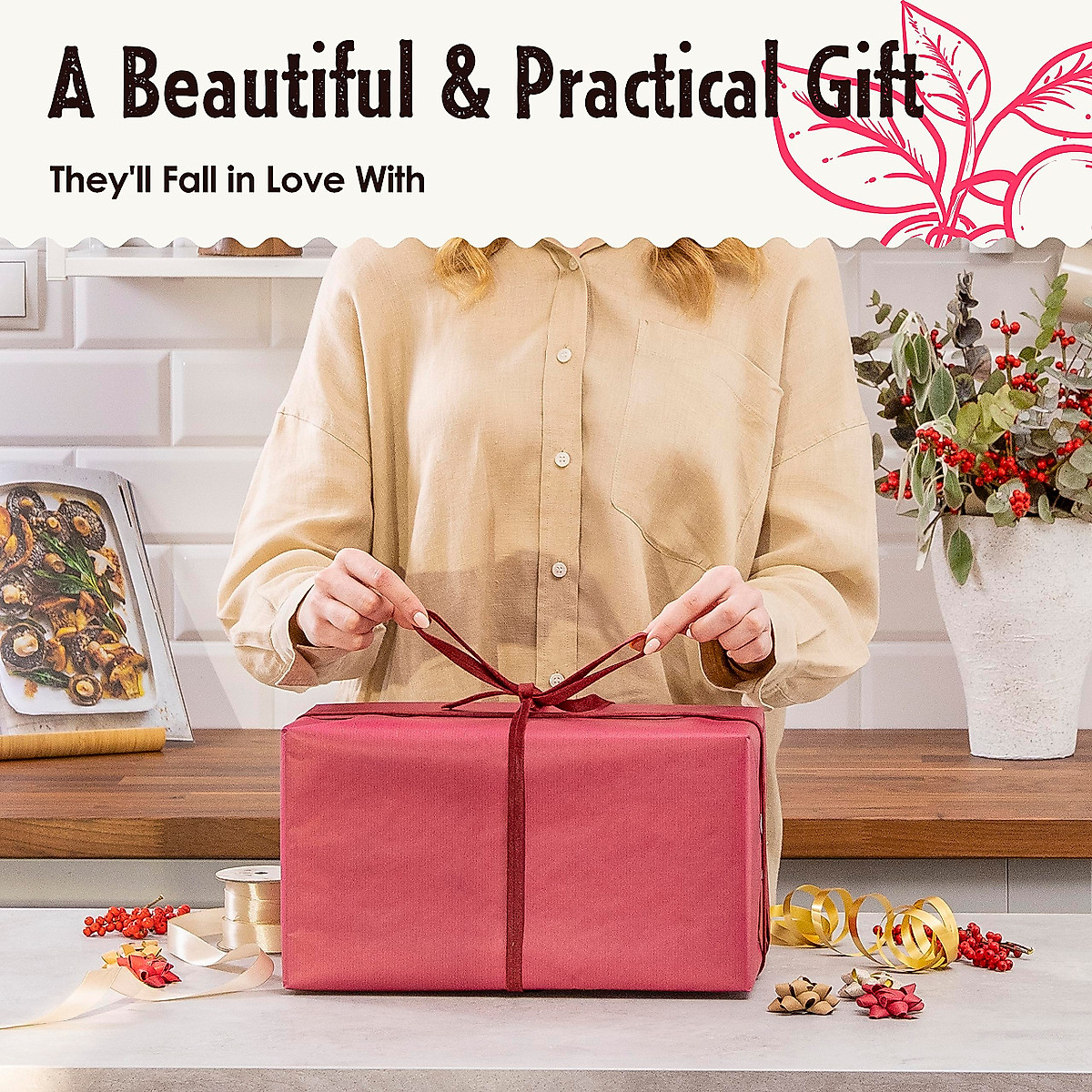 noonberry Canisters for Kitchen Counter, Set of 4 - Airtight Coffee Tea Flour Sugar Canisters Sets for the Kitchen Countertop, Rustic Farmhouse Canister Set