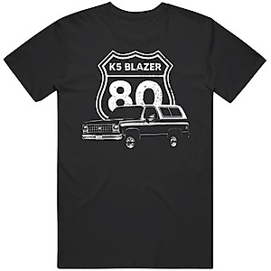 1980 K5 Blazer Front Three Quarter View with Highway Sign T Shirt L Black