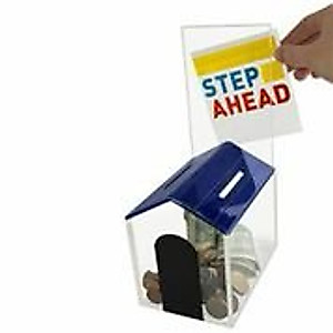 Dog House shelter shaped charity Donation coin collection money piggy bank ballot box animal house suggestion and fundraising box with Cam-lock and 2 Keys (Blue)