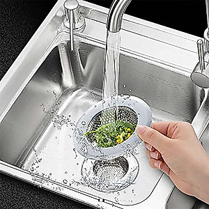 QYHOO 2 PCS Kitchen Sink Strainer Stainless Steel, 4.5 inch Diameter Anti-Clogging Drain Hair Catcher Mesh Catcher for Kitchen, Bathroom, Balcony, Floor Drain