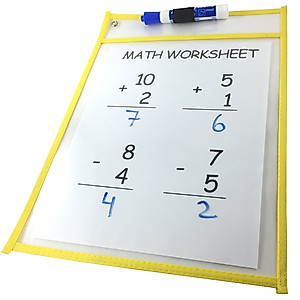 Clipco Dry Erase Pocket Sleeves Assorted Colors (6-Pack)