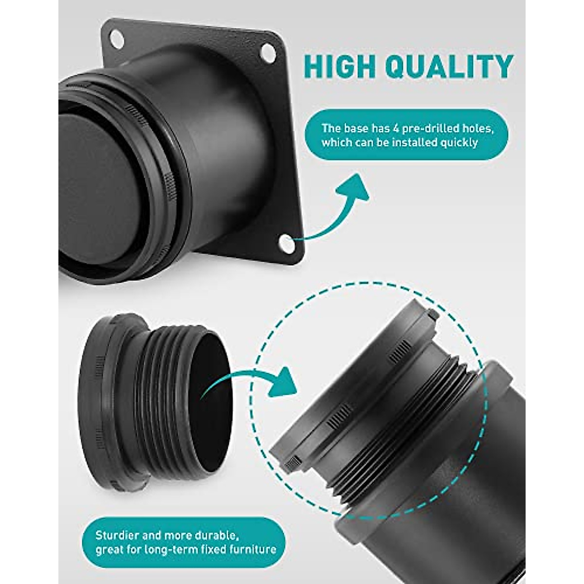 HDAJY 8pcs 2 Inch Furniture Legs, Adjustable Metal Couch Legs with 32 Screws, Premium Furniture Feet, Used for Cabinet Legs, Feet for Furniture, Black