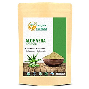Herbs Botanica Aloe Vera Powder Organic for Hair Growth, Skincare, Haircare Organic, Moisturizing, and Soothing Aloe Barbadensis Vegan NO GMO 5.3oz /150g