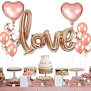 Valentines Day Decorations, 40 Inch Rose Gold Love Balloons Kit – Pack of 20 | Rose Gold Valentines-Day Party Supplies, Heart Shaped and Latex Balloon kit | Wedding, Bridal Shower Decorations