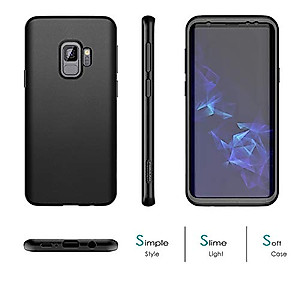 SURITCH Case for Samsung Galaxy S9,【Built in Screen Protector】【Support Wireless Charging】 Rugged Back Cover Hybrid Bumper 360 Protective Case Matte Shockproof for S9 Case 5.8"(Black)