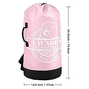 Pink Laundry Bag Backpack Washable Large Enough Dirty Clothes Organizer for Vacation Road Trip Essentials Drom