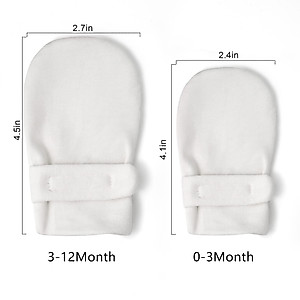 Newborn Baby No Scratch Mittens Stay On, 100% Cotton Breathable, Adjustable Infant Gloves for Baby Boys Girls Mittens