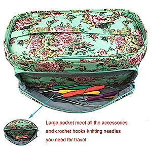 Weabetfu Knitting Bag Large Size,Yarn Storage Organizer Tote Bag Holder Case Cuboid with Zipper Closure and Pocket for Knitting Needles Crochet Hooks Project Accessories,Easy to Carry(Up to 14 Inch)
