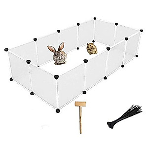 Hamster Playpen Plastic, Rabbit Fence Indoor Small Animal Cage Exercise Pen Transparent Playpen for Puppy Guinea Pigs Bunny Chinchilla Gerbils Hedgehogs Rats (12 Panels/Size:13.78 X 13.78 inches)