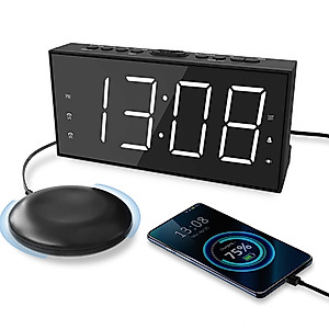 Roxicosly Loud Bed Shaker Alarm Clock for Heavy Sleepers + Vibrating Alarm Clock with RGB Digits & Colorful Night Light