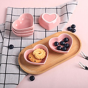 Gaolinci Heart-Shaped Multipurpose Ceramic Sauce Dish Seasoning Dishes Sushi Dipping Bowl Appetizer Plates Serving Dish Saucers Bowl(Set of 6), Multiple Colour