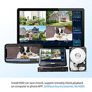 【No HDD/Power Adapter/Mouse】 10'' LCD Wireless WiFi NVR 8 Channels Network Video Recorder, Motion Detection Zones, 24/7 Record, Work with Hiseeu 1080P/3MP/5MP Eseecloud Wireless Camera