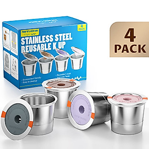 RETHONE K Cup Reusable Coffee Pods, Stainless Steel Reusable K Cups Coffee Filter Compatible with Keurig 1.0 & 2.0 Coffee Makers BPA-Free Refillable Coffee Filters (4 Pack)