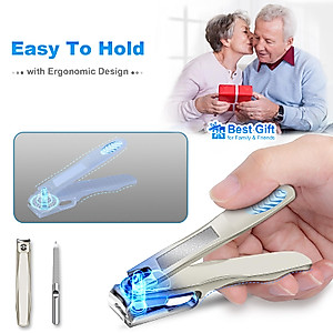 Nail Clippers for Men, 360 Rotary Toenail Clippers with Long Handle & Easy Grip, Heavy Duty Sharp Stainless Steel Fingernail Clipper for Seniors Men Women