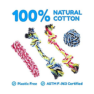 Pacific Pups Products for Dogs - Dog Toys for Aggressive Chewers, 11 Heavy Duty Dog Chew Toys for Aggressive Chewers, Cotton Puppy Chew Toys for Teething, Dogs Toys, Benefits Non-Profit Dog Rescue