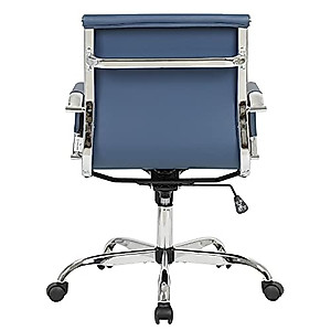 LeisureMod Harris Modern Adjustable Swivel Leather Task Office Chair, Navy Blue