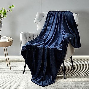 DREAMNINE Large Soft Plush Fleece Throw Blanket 60" x 80", Solid Shag Minky Lightweight Fuzzy Flannel Blanket for Bedroom, Luxury Washable Cozy Warm Velvet Blankets for Couch Sofa, Twin Size,Navy Blue